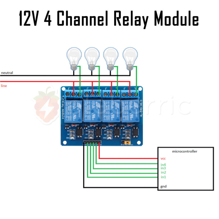 4 Channel 12V Relay Module with Optocoupler - eleberric