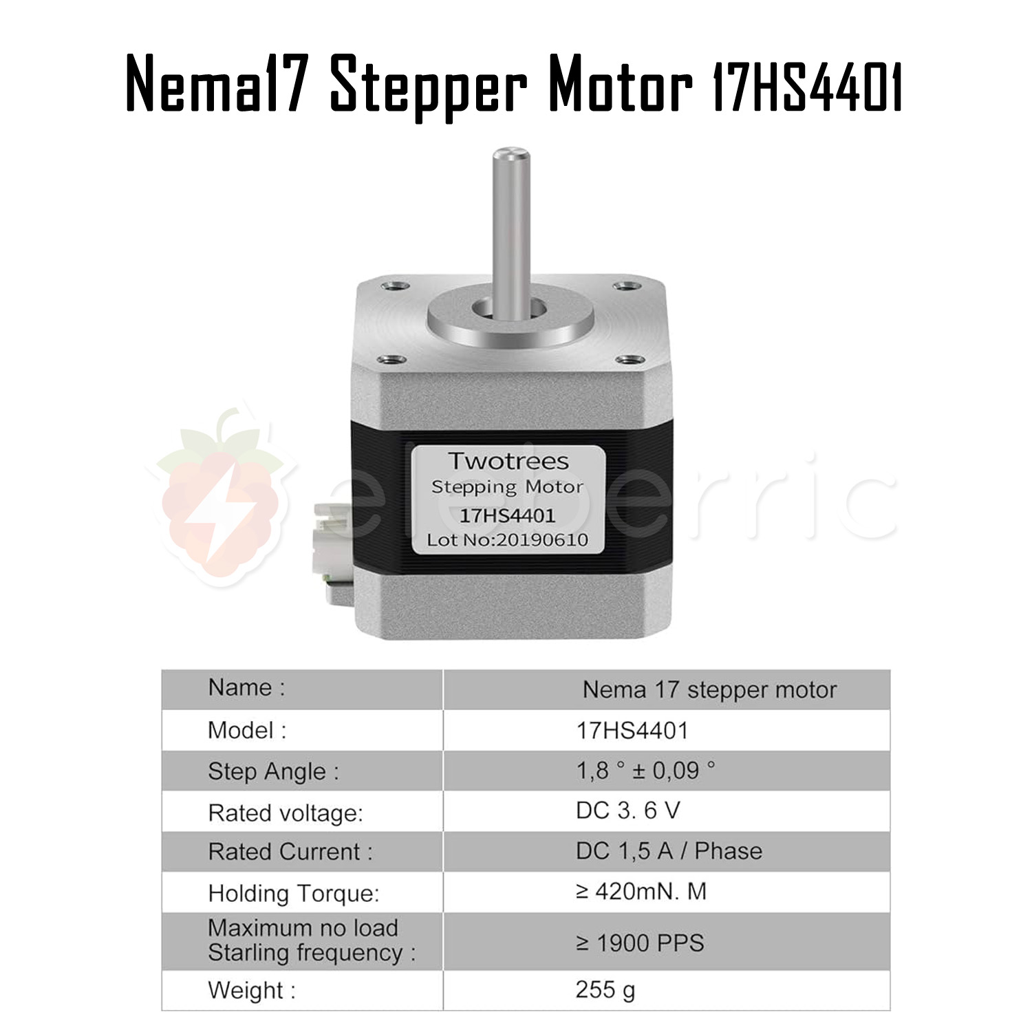 Nema 17 Stepper Motor 17HS4401 with Cable - eleberric