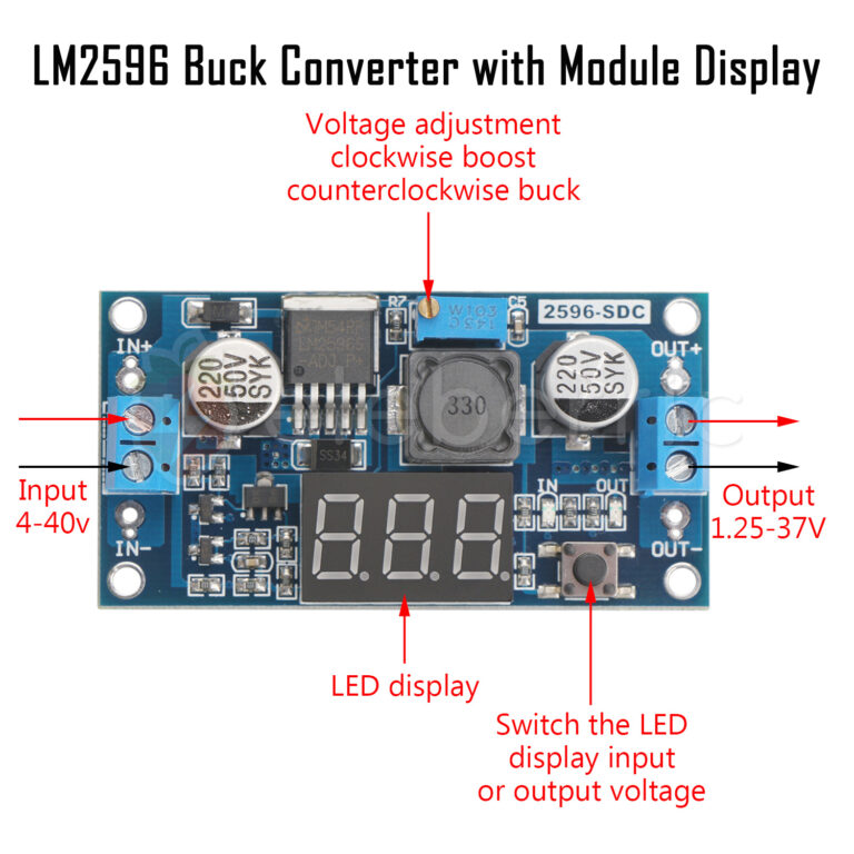LM2596 Step Down Buck Converter Module with Display - eleberric